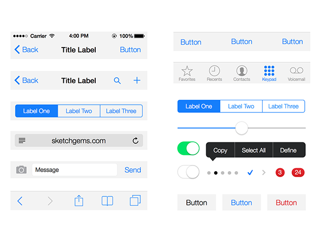 iOS7 UIデザインのPSD/AIテンプレートファイル！