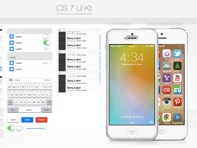 iOS7 UIデザインのPSD/AIテンプレートファイル！